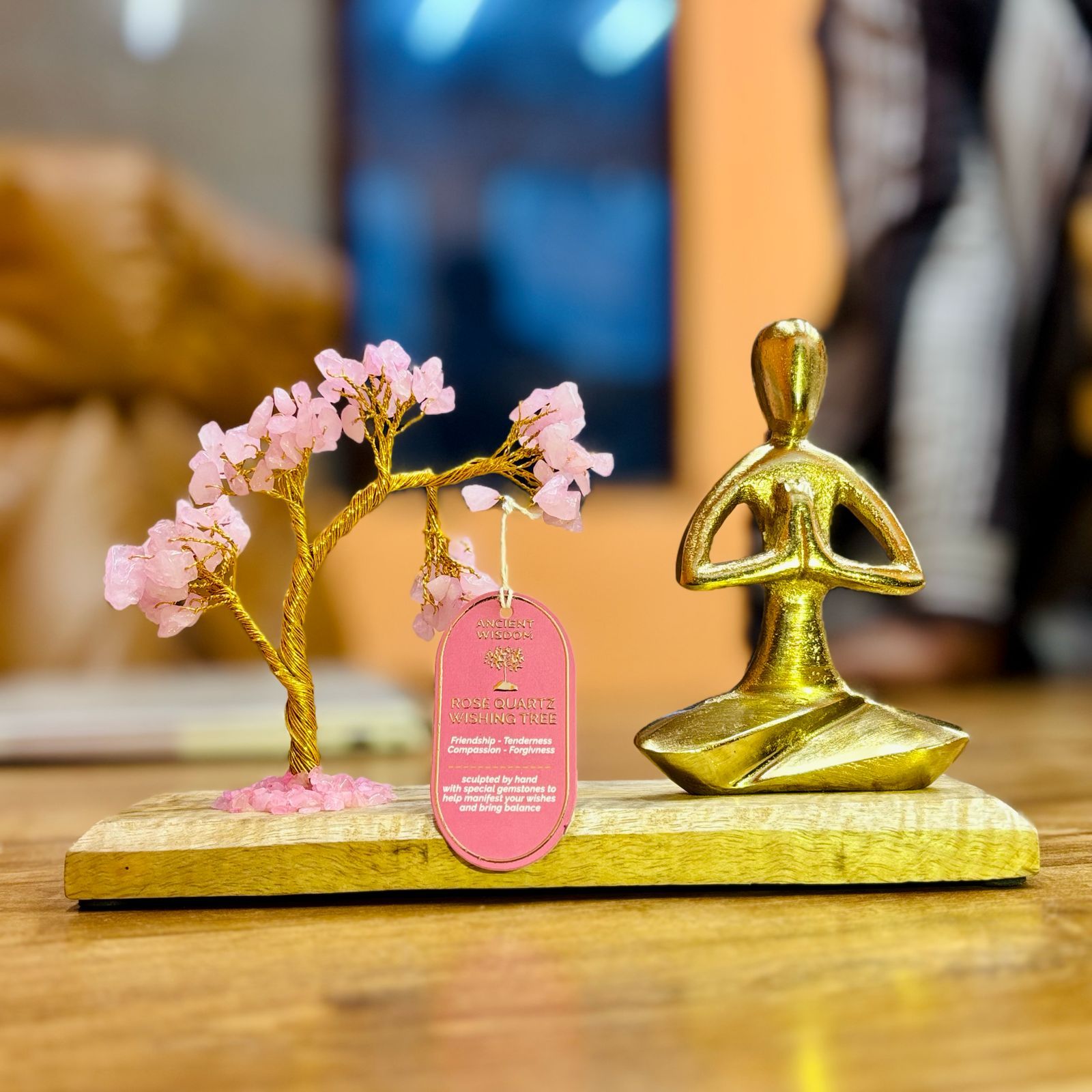 Rose Quartz Yoga Garden | Namaste Pose Tree 100 Chipstones – Divine Warrior