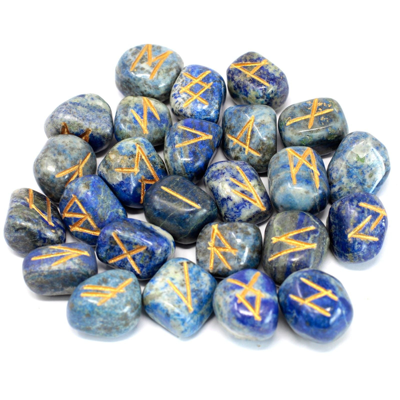 Lapis Rune Stones Set with Pouch | 25 Runes UK – Divine Warrior